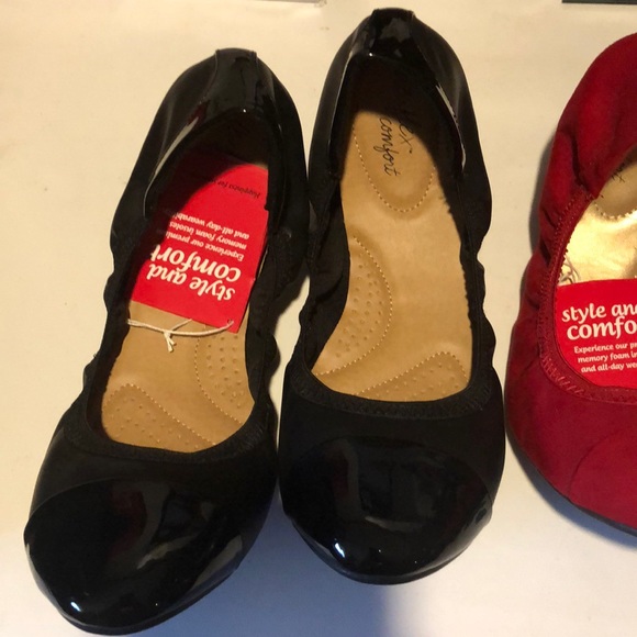 dexflex comfort | Shoes | 2 Pairs Flats Size 3 Red And Black | Poshmark